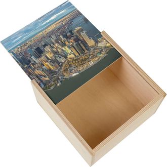 Fabulous Box aus Holz - New York Manhattan Panorama Stadt USA Himmel (11 x 11 x 3,5 cm)