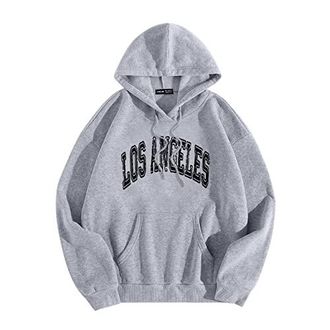 Generic Sweat à capuche Los Angeles à manches longues pour homme - Imprimé graphique - Pull amusant Y2K avec cordon de serrage - Hauts solides Workou Backwood