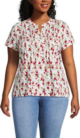 Lands End Kurz&auml;rmeliges Biesenshirt aus Baumwolle/Modal-Mix, Damen, Gr&ouml;&szlig;e:28-30 plus, Wei&szlig;, Baumwoll-Mischung/Baumwolle Modal, by Lands End