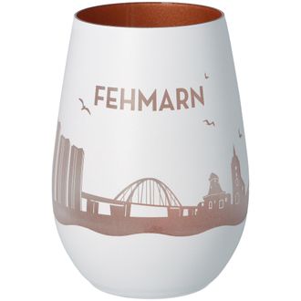 Goodtimes Windlicht Fehmarn Skyline (Weiß & Bronze)