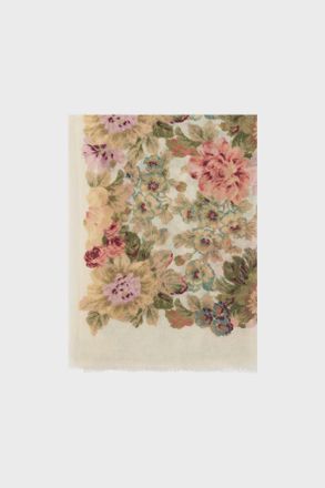Gerard Darel Echarpe &agrave; fleurs en laine et soie - RASHA - Naturel