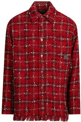 Amiri Chemise ample &agrave; carreaux en tweed de coton et laine m&eacute;lang&eacute;s
