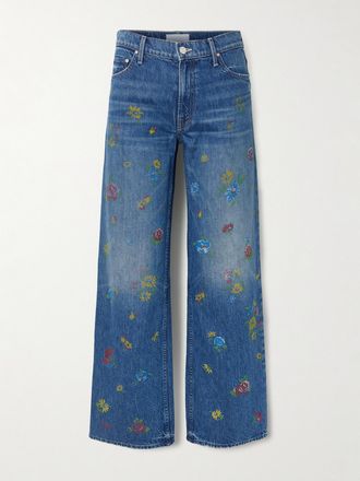 Mother Jean Large Taille Haute &Agrave; Imprim&eacute; Fleuri The Rerun Zip Sneak - Bleu