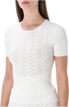 J.W.Anderson Top court en maille oeil-de-ciel - Femme - Tops - Blanc - Taille: 42 FR