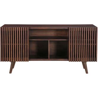 Miliboo Sideboard aus dunklem, massivem Mangoholz mit 2 Schiebet&uuml;ren B140 cm ALBA