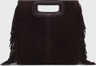 Maje Sac M En Cuir Suède - Marron Fonce - Maje