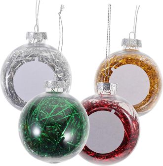 Pretyzoom 16 STK Sublimations-Weihnachtskugeln Rohlinge DIY Weihnachtskugeln Weihnachtsfoto-Ornamentball Christbaumschmuck Weihnachtsdekorationen Weihnachtskuge