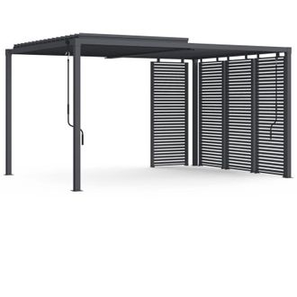 IDMarket Pergola bioclimatique lames orientables acier 3x4 M avec persiennes horizontales gris anthracite