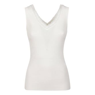 P.A.R.O.S.H. P.a.r.o.s.h., Femme, Tops, Blanc, Taille: 36 FR Top c&ocirc;tel&eacute; &agrave; col en V avec tulle et garniture de perles