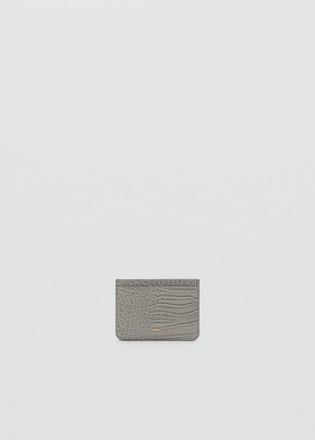 Mango Porte-cartes effet croco gris - Femme - Taille unique - MANGO