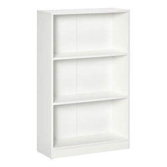 HOMCOM Meuble Bibliothèque avec 3 compartiments de rangement Livres CDs Plantes pour salon, studio, chambre à coucher, 62,2 x 24 x 102,4 cm Blanc