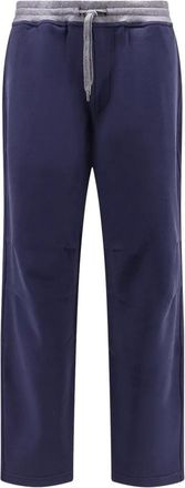 Brunello Cucinelli Baumwoll-French-Terry-Hose mit Stickerei - - Trousers - Herren - Blau - L