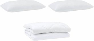 vidaXL Bettdeckenset mit Kissen 3 pcs Weiß 200 x 200 cm Mikrofaser Vidaxl