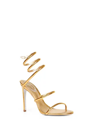 Rene Caovilla Womens Metallic Gold Cleo 105 Sandals Calf Leather