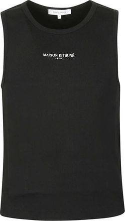 Maison Kitsun&eacute; Homme, Tops, Noir, Taille: M Paris Ribbed Tank Top