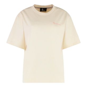 Moncler Femme, Tops, Beige, Taille: 40 FR T-shirt ras du cou en coton