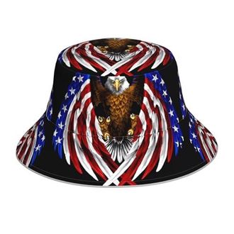 Generic Chapeau De Godet Impression dun Eagle Patriotique sur Le Drapeau Am&eacute;ricain Chapeaux De Visi&egrave;re Respirant &Eacute;t&eacute; Bonnet Soleil, pour Plage, De P&ecirc;che, La R
