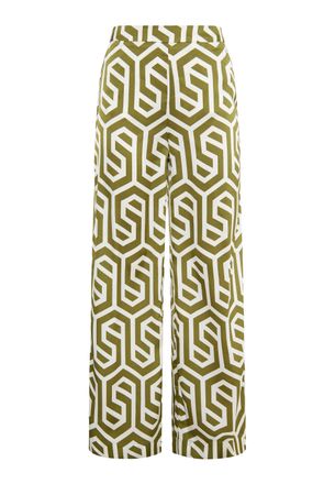 Dreimaster Dreimaster Stoffhose Damen Wollweiss Oliv