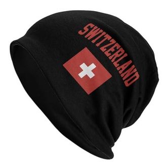 Generic Femme Homme Bonnet &Agrave; Revers Drapeau De La Suisse Bonnet dhiver Chaud Bonnets Tricot&eacute; Mode Hiver Chapeaux pour Patinage Cyclisme Quotidien