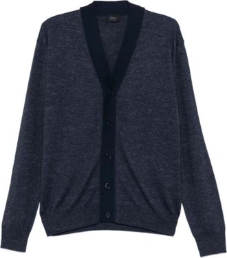 Brioni Homme, Pulls, Bleu, Taille: XL Cardigan Boutonn&eacute; Col en V
