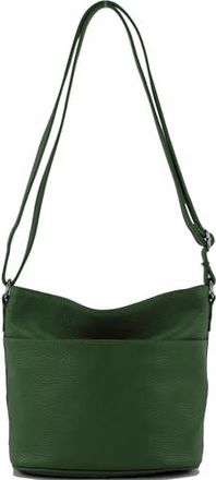 modamoda.de T198 Petit sac à bandoulière en cuir pour femme fabriqué à la main en Italie, vert bouteille, s