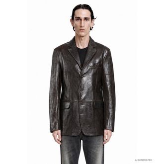 Emporio Armani Shiny Drummed Leather Blazer