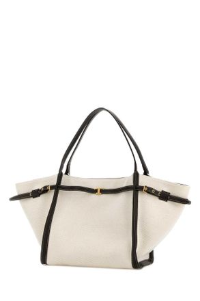 Tod's Womens Tim Shopping Shoulder Bag White Fabric