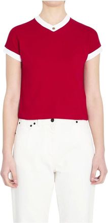 Versace Femme, Tops, Rouge, Taille: 36 FR Polo T-Shirt &agrave; Boutons Medusa