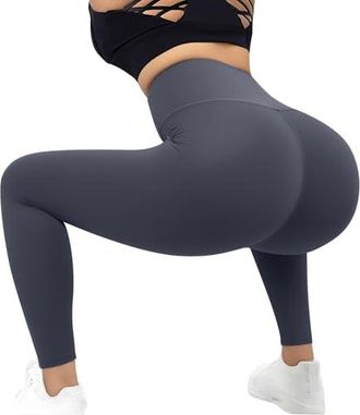 Generic Legging froiss&eacute; pour femme - Amplify Contour sans couture - Pantalon dentra&icirc;nement de gym, de yoga pour femme - Taille haute - Contr&ocirc;le du ventre - V&ecirc;