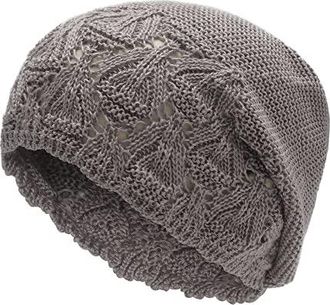 ZLYC Bonnet souple en crochet pour femme - Doux et léger - Tête de mort - Bonnet en tricot extensible, Gris uni., Taille unique
