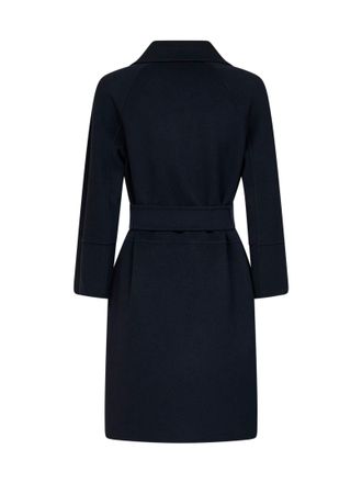 Max Mara Womens Coat Arona Blue Virgin Wool