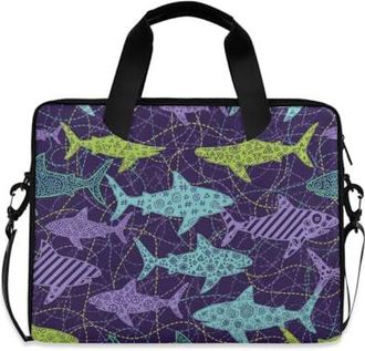 Alaza Sac &agrave; bandouli&egrave;re pour ordinateur portable de 40,6 &agrave; 15,6 Motif lama - Pour homme et femme, Sharks I27904, Taille unique