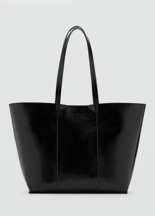 Mango Grand sac cabas noir - Femme - Taille unique - MANGO