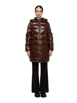 Pinko Womens Winter Jacket Brown Polyamide Apparel Outwear