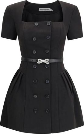 Self Portrait Femme, Robes, Noir, Taille: 36 FR Robe Courte en Cr&ecirc;pe Glamour