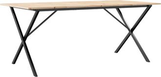 Generic Esstisch mit Naturholzplatte und Schwarzem Metallrahmen, Quadratischer K&uuml;chentisch Im Industriestil, Anwendbar f&uuml;r Kleine R&auml;ume, Fr&uuml;hst&uuml;cksecken und E