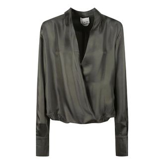 SA SU PHI Criss Cross Seiden-Twill-Bluse - - Blouses & Shirts - Damen - Gr&uuml;n - XL