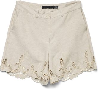 Vero Moda Damen Vmsoffie Mw Embroidery Long Shorts, Birch, 34