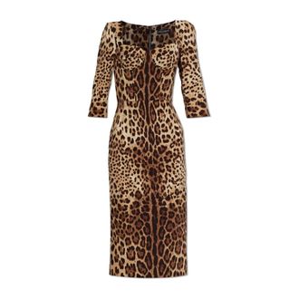 Dolce & Gabbana Seidenkleid mit Animal-Print - - Dresses - Damen - Braun - L