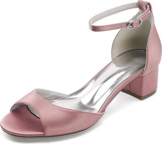 Generic Chaussures De Mariage Femmes Bout Ouvert Talons Sandales Blocs Bas Mari&eacute;e Sexy High Heels Bureau Travail Soir 4.5Cm,Flesh Pink,39 EU