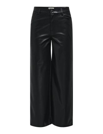 Only Damen Onlmadison Hw Wide Faux Leather Pant PNT, Black, (S) W x 34L