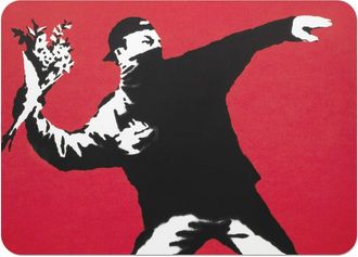 Fabulous Banksy Rage The Flower Thrower Street Art Graffiti Kork Platzdeckchen, Rot, 39,5 x 28,5 cm