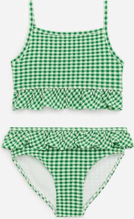 Arket Seersucker-Bikini Mit R&uuml;schen -Gr&uuml;n