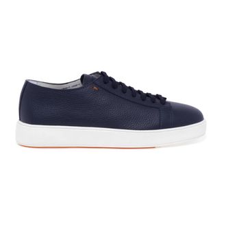 Santoni Tumbled Leather Low-top Sneaker - - Shoes - Herren - Blau - 40 1/2 EU