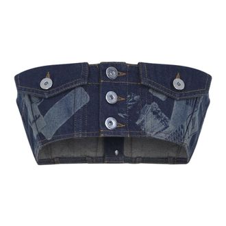 Jean Paul Gaultier Femme, Tops, Bleu, Taille: 38 FR Denim Bra