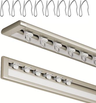 Generic Ultraflache Vorhangschiene 1 Laufig, Ger&auml;uscharme Gardinenschiene, 50-600 cm Decken oder Wandmontage, Aluminium Gardinenstange F&uuml;r Fenster Raumteiler(