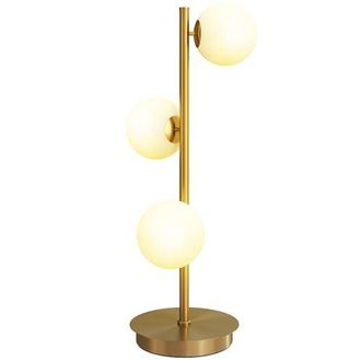 HOMCOM Lampe de chevet avec 3 abat-jours globe, lampe de table moderne avec base en acier et douilles G9, pour salon et chambre à coucher, ampoules non inclu
