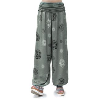 Glamexx24 Damen XXL Leichte Pumphose Haremshose Freizeithose Sommerhose Hose mit vielen Muster 13090, Khakigr&uuml;n, XL/XXXL