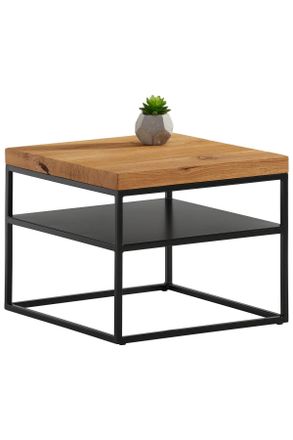 Novel Couchtisch, Holz, Metall, Eiche, massiv, quadratisch, Kufe, 50x40x50 cm, Wohnzimmer, Wohnzimmertische, Couchtische, Couchtische Metall