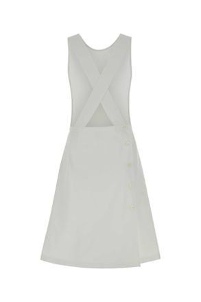 Miu Miu Womens White Poplin Dress Bianco Exterior: Cotton Abiti